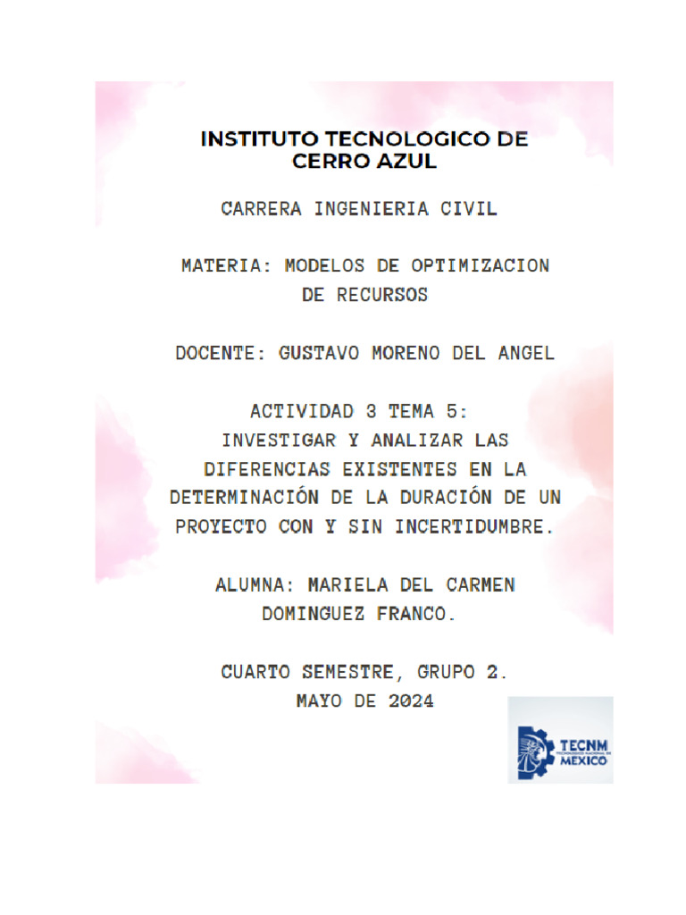 ACT_3_TEMA_5_DOMINGUEZ_MARIELA | PDF | Planificación | Probabilidad