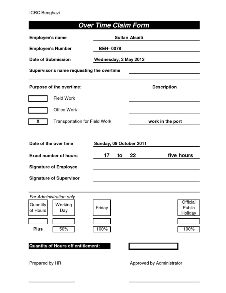 Overtime Form | PDF