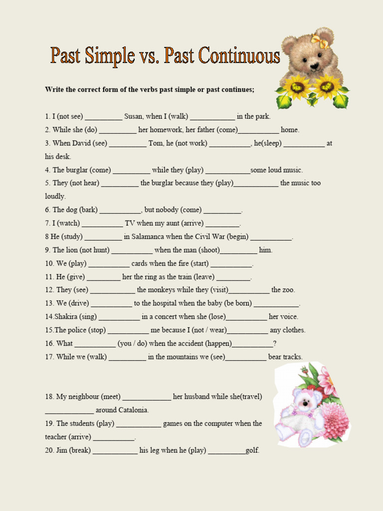Past Simple Vs Past Continuous Grammar | PDF