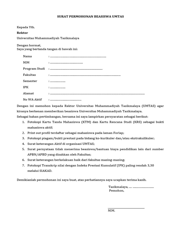 Form Beasiswa 2022-2023-1 | PDF