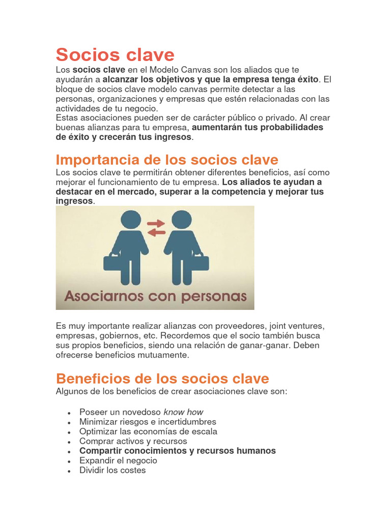 Importancia de los Socios Clave en Negocios | PDF