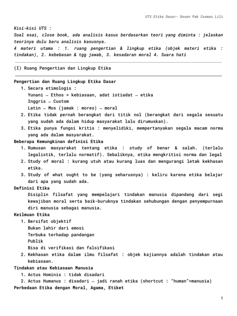 Rangk UTS Etika Dasar | PDF