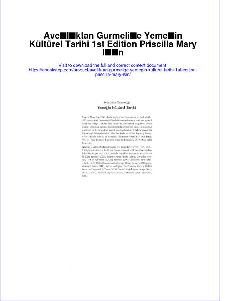 PDF of Avciliktan Gurmelige Yemegin Kulturel Tarihi 1St Edition ...