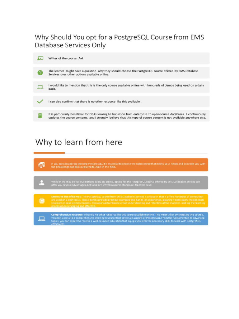 Why Should You Opt For A Postgresql Course From Ems Database Services