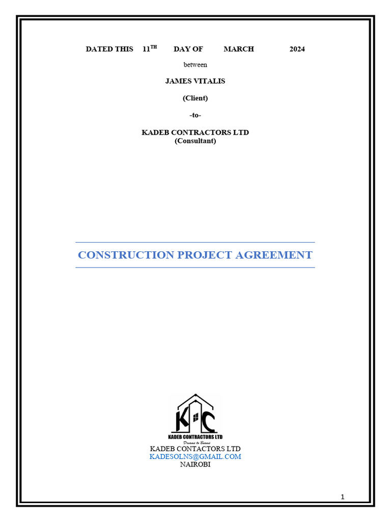 James Vitalis Construction Agreement | PDF | Consultant | Confidentiality