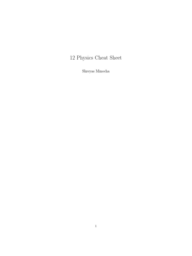 12 Physics Cheat Sheet | PDF | Light | Optics 12 Physics Cheat Sheet | PDF | Light | Optics