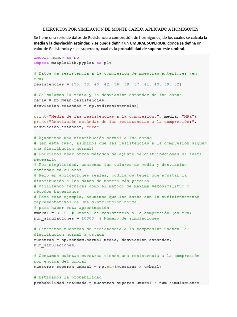 Ejercicios Por Similacion de Monte Carlo y FDP | PDF | Desviación ...