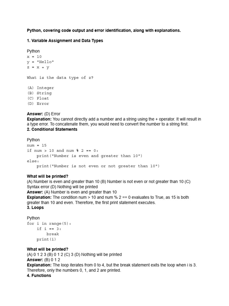 Python - Code Based MCQs Ra - 31 Dec 23 | PDF | Control Flow | Python (Programming Language)