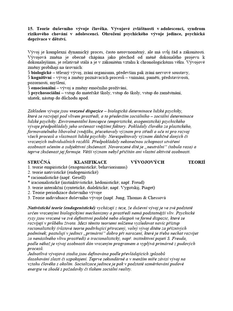 Teorie Duševního Vývoje | PDF