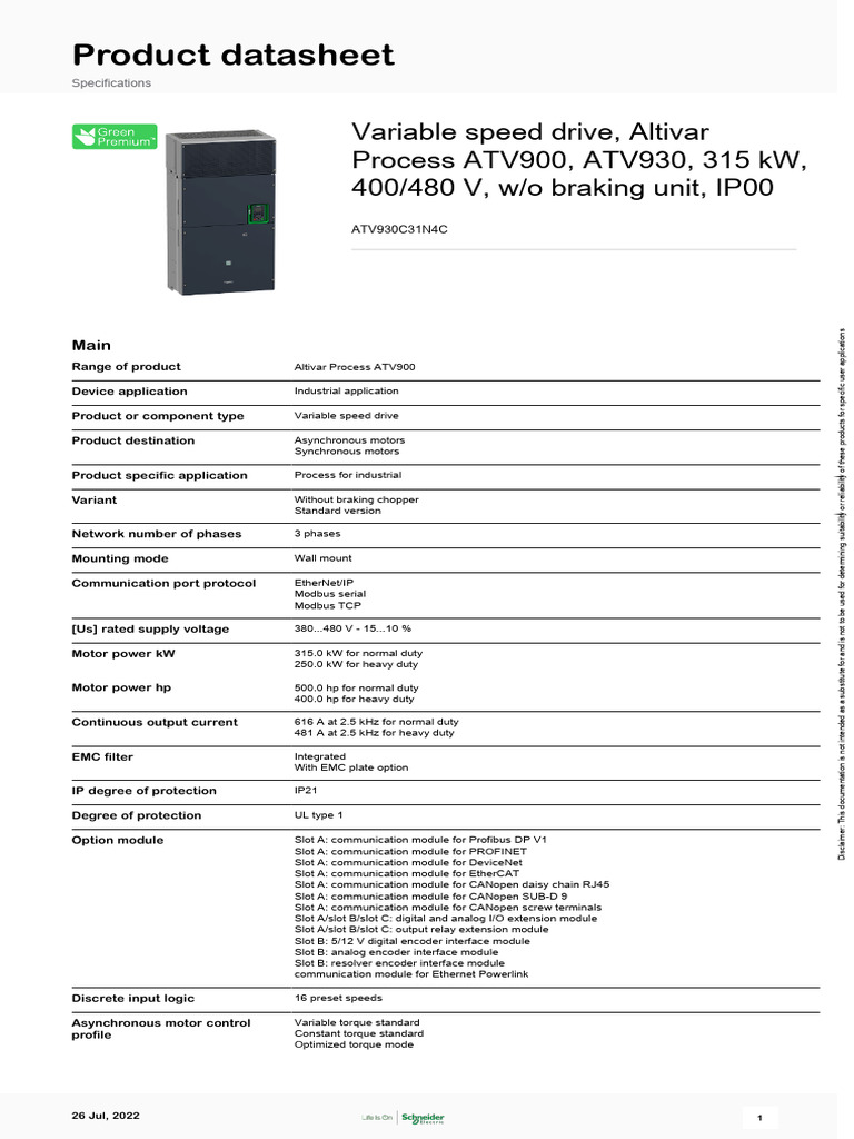 Altivar Process ATV900 - ATV930C31N4C | PDF | Programmable Logic ...