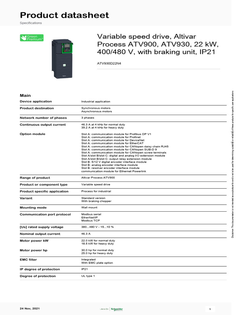 Altivar Process ATV900 - ATV930D22N4 | PDF | Computing | Electrical ...