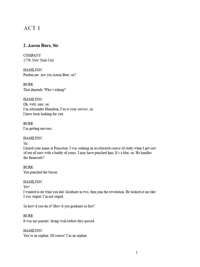 HAMILTONScript | PDF | Alexander Hamilton | Hamilton (Musical)