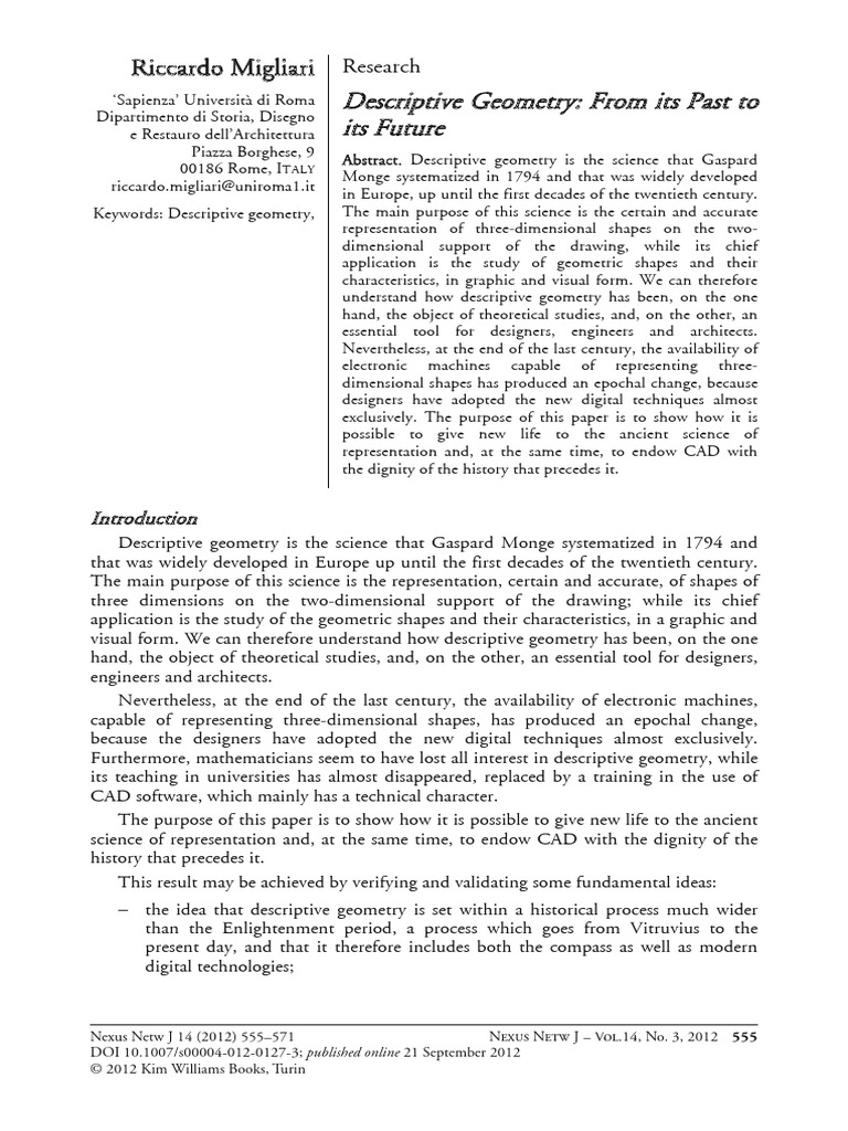 01 - Descriptive Geometry - From Its Past To Future | PDF | Geometry ...