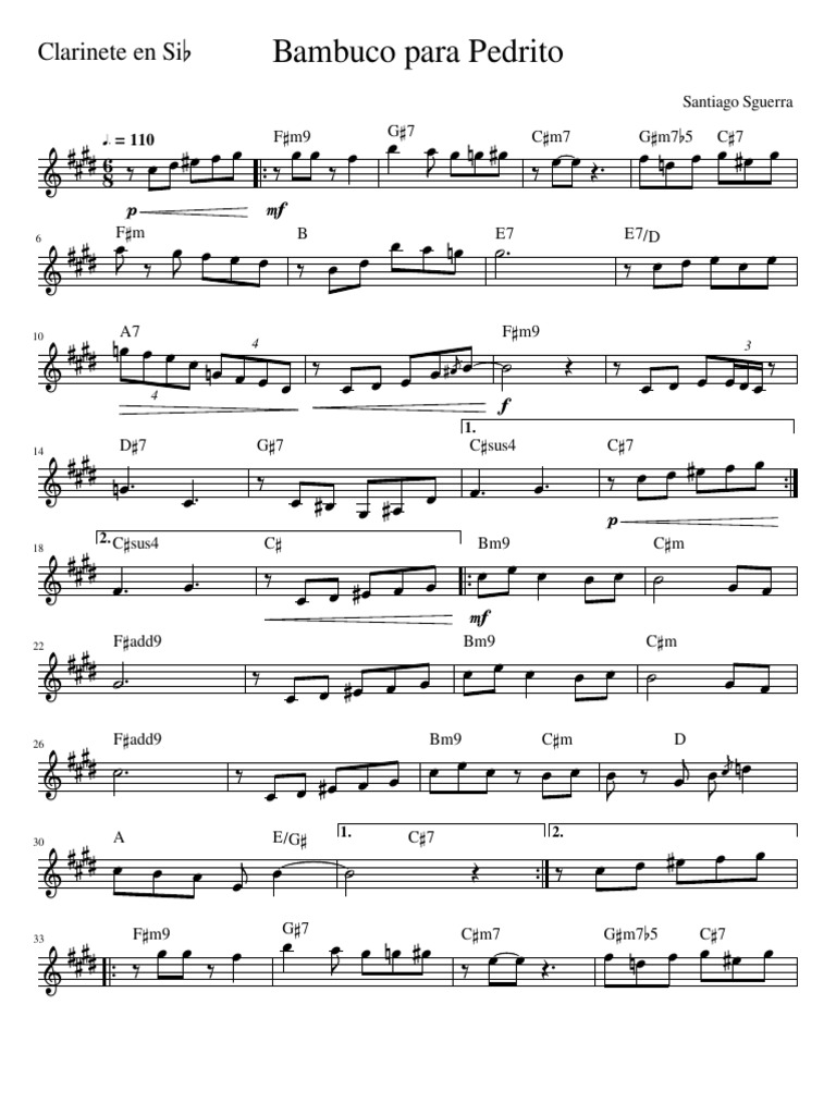 Bambuco para Pedrito-Clarinete en Sib | PDF