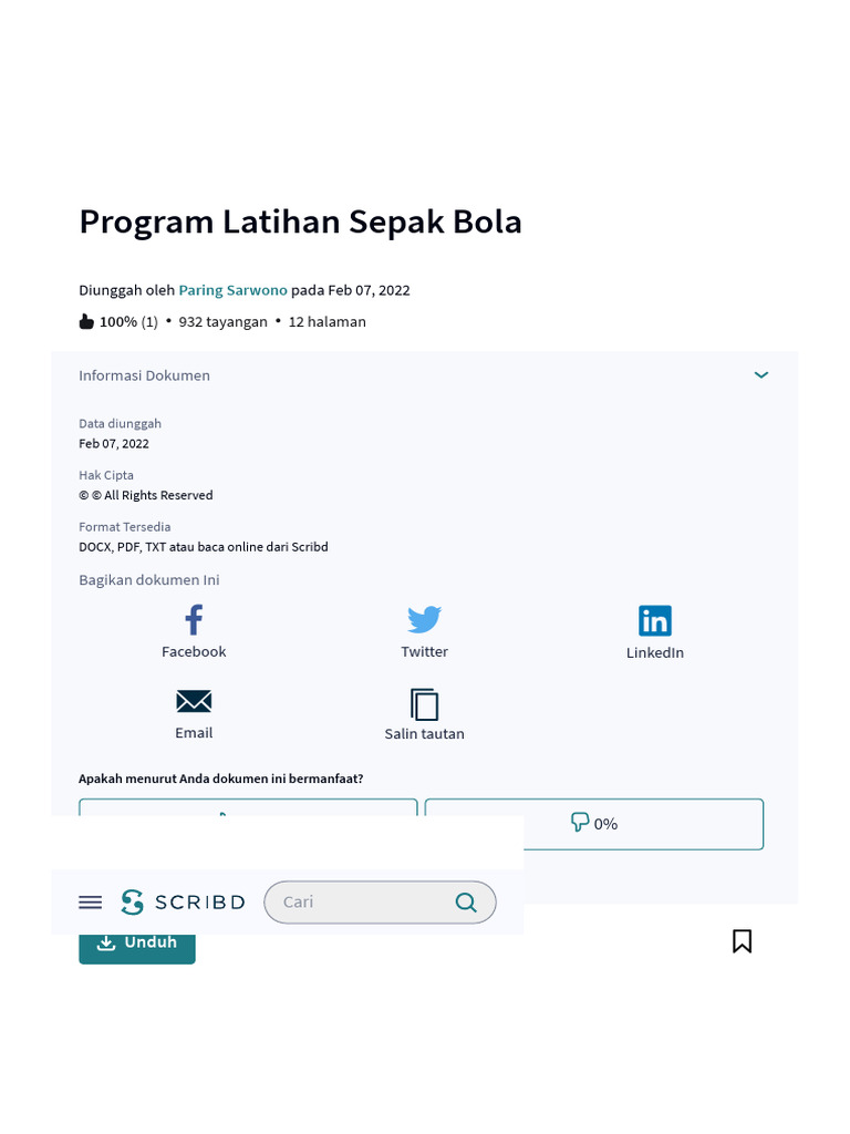 Program Latihan Sepak Bola - PDF | PDF