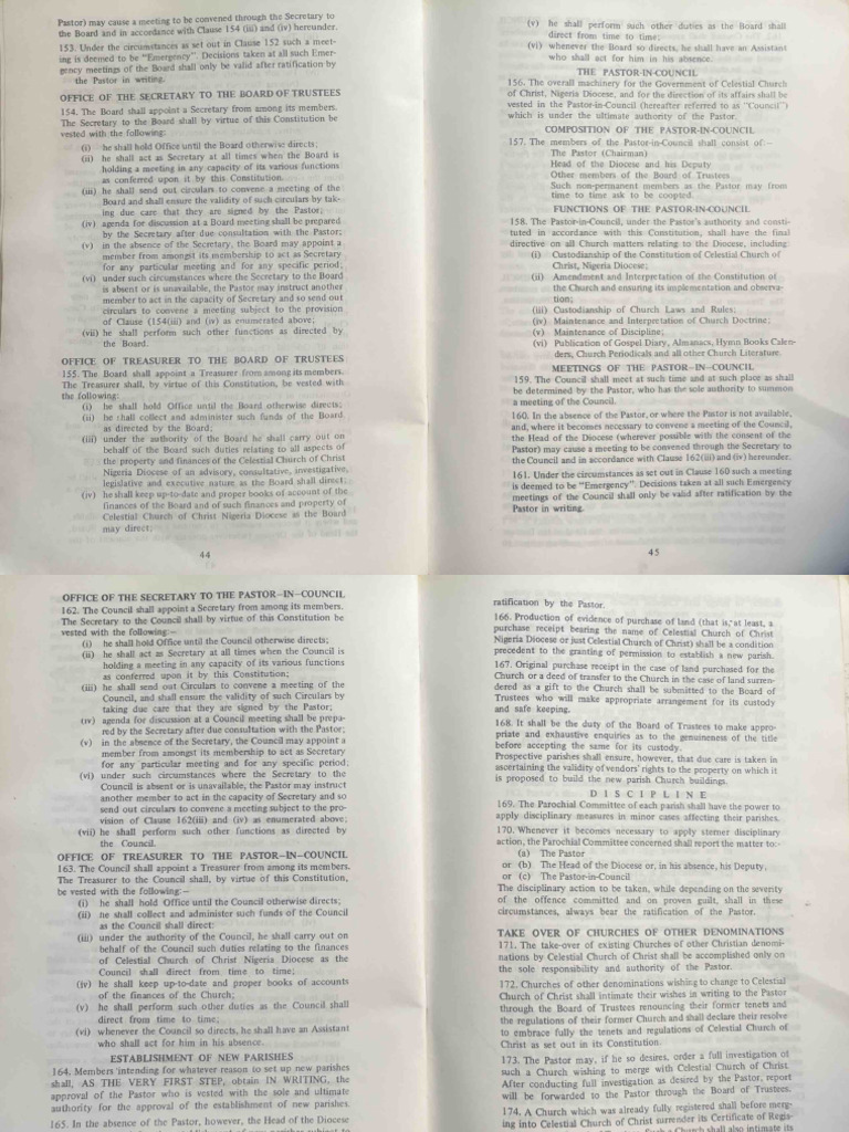 Celestial Church Constitution Overview | PDF | Government | Justice