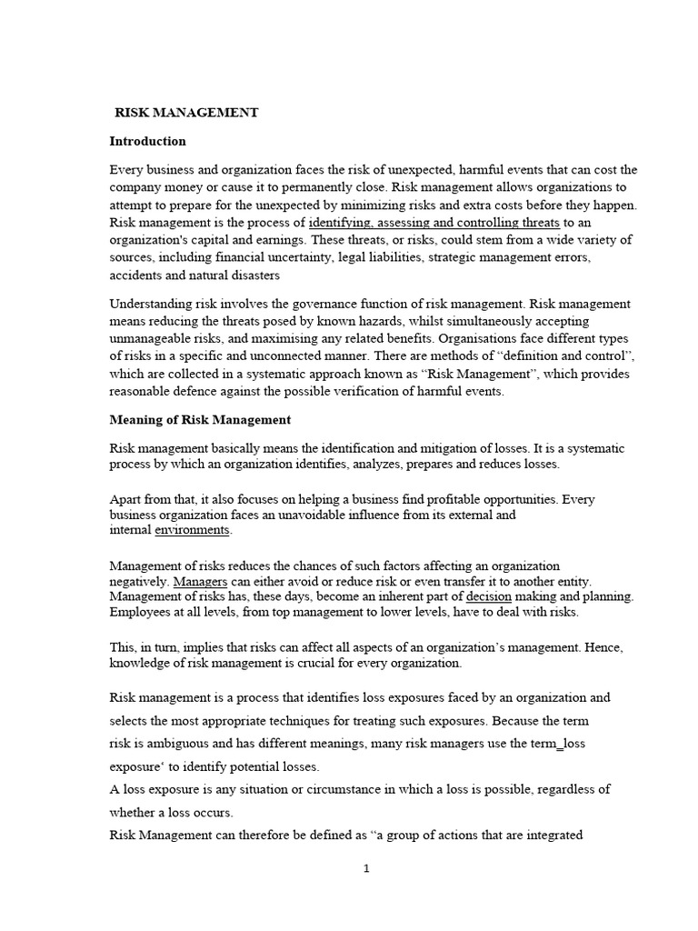 risk management | PDF | Risk | Risk Management