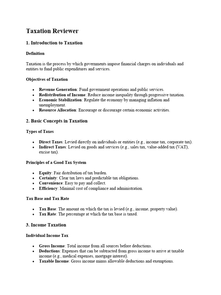 Taxation Reviewer | PDF | Taxes | Value Added Tax