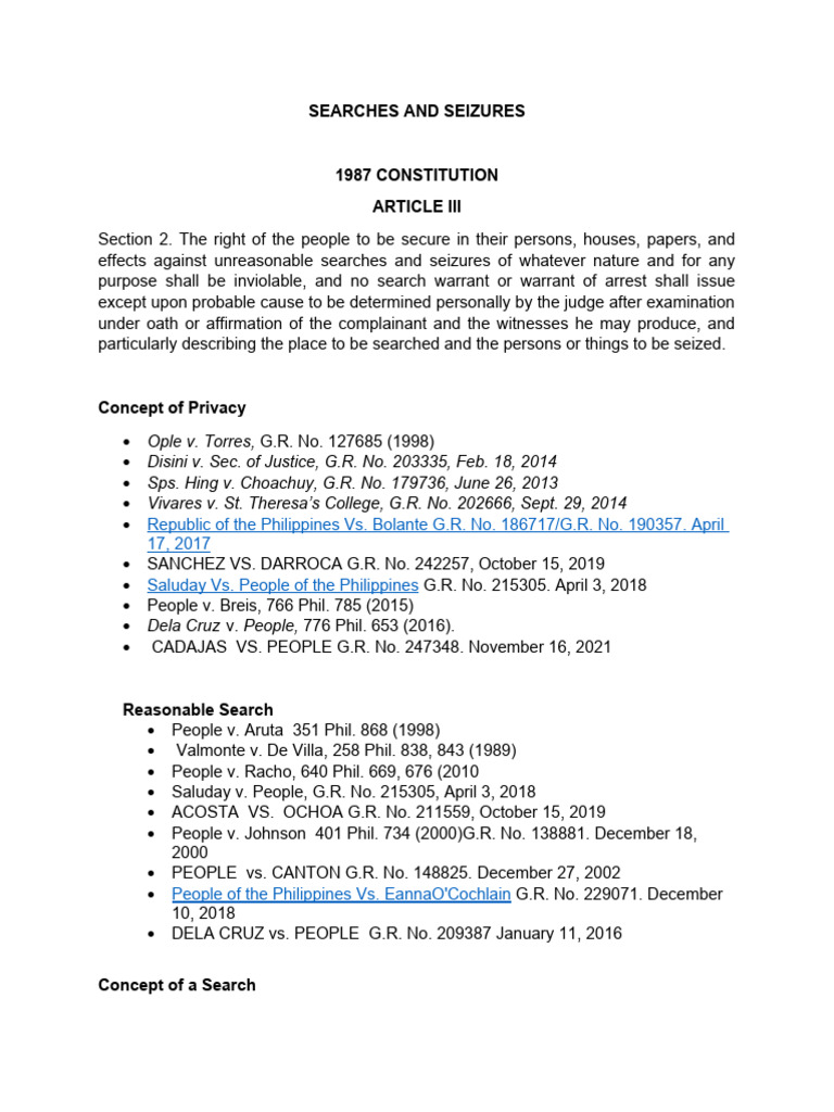 Searches and Seizures 2023 | PDF | Search And Seizure | Asset Forfeiture
