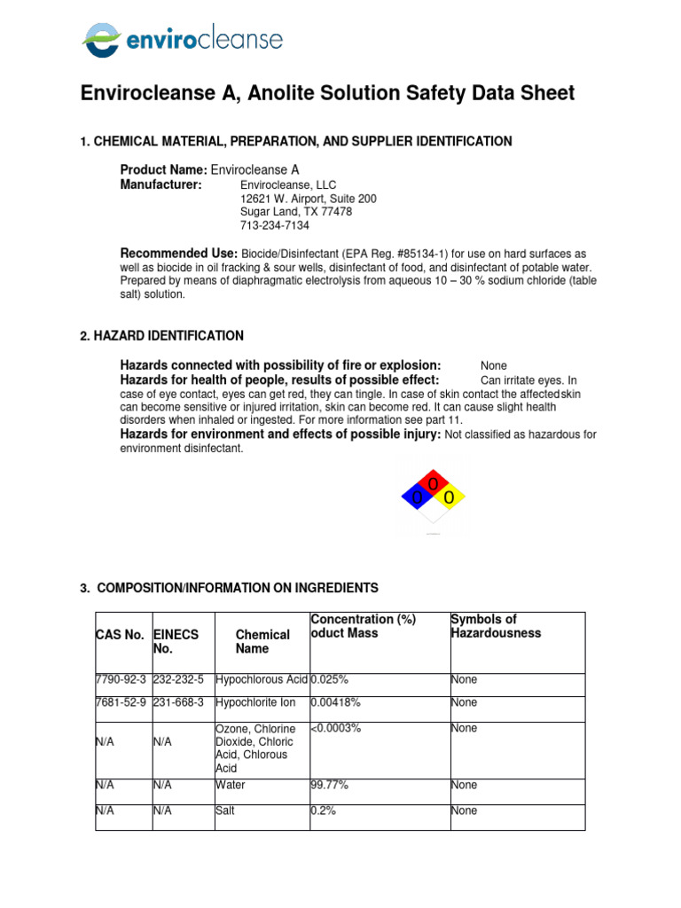 MSD SDSD713835 | PDF | Chlorine | Disinfectant