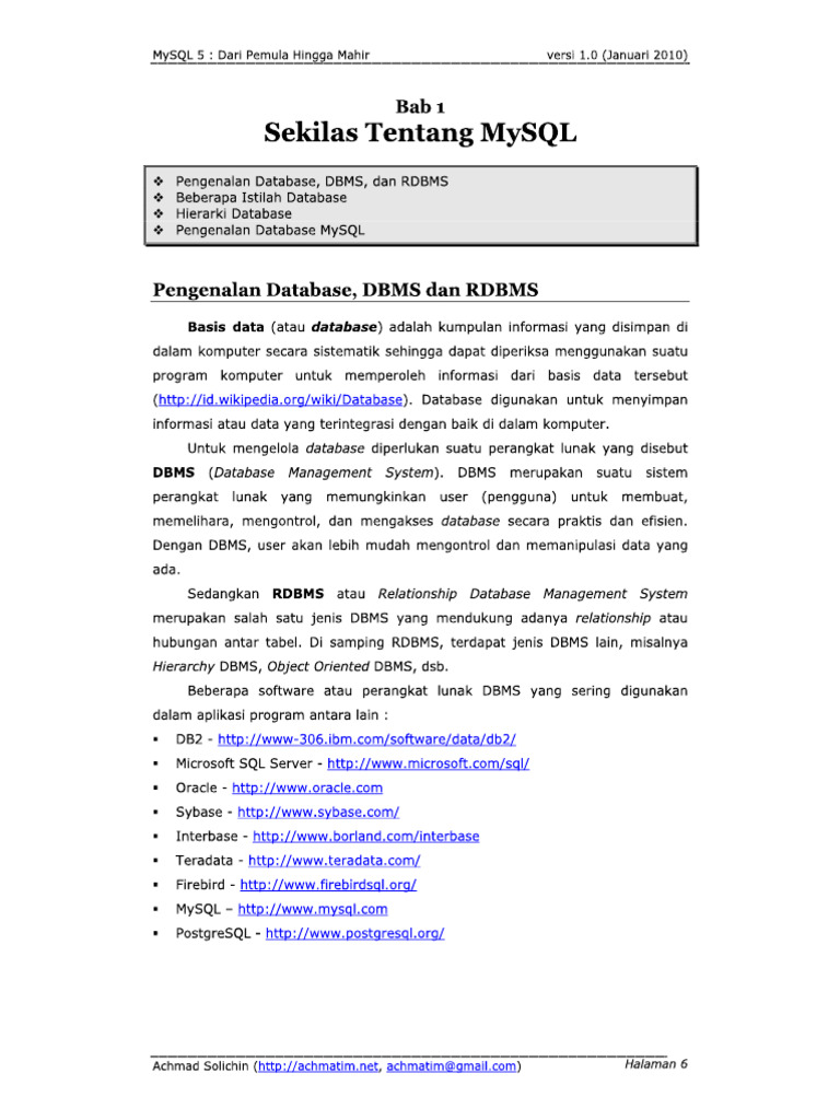 Bab 1 Sekilas MySQL | PDF