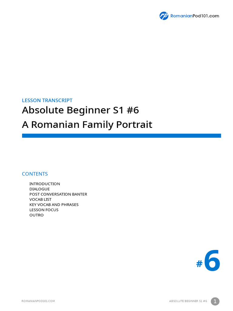 A Romanian Family Portrait Transcript | PDF | Adjective | Word