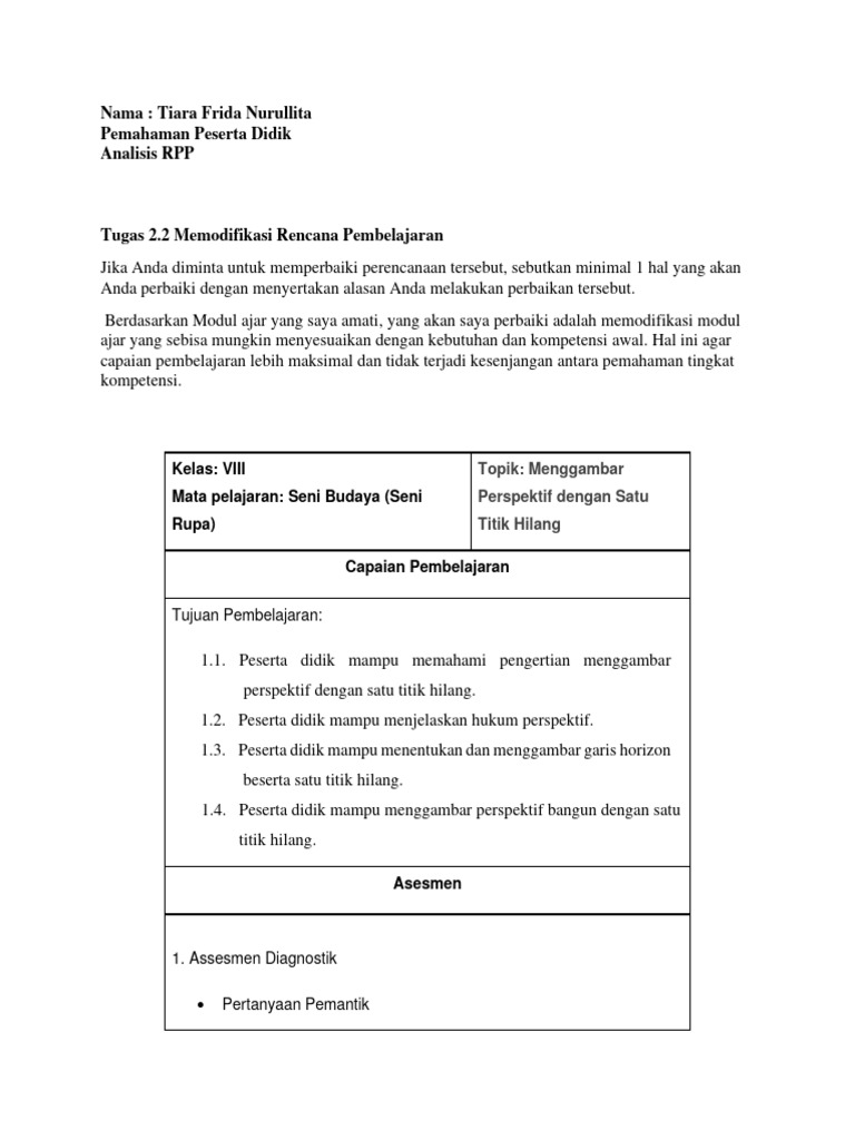 Modifikasi RPP Seni Rupa Kelas VIII | PDF | Seni
