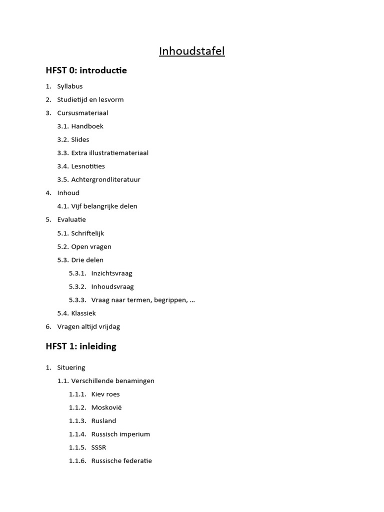 Semi-Uitgebreide Inhoudstafel | PDF