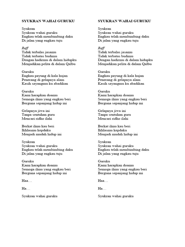 Puisi Syukur untuk Guru Tercinta | PDF