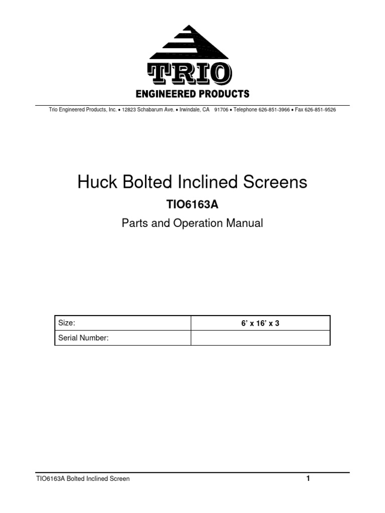 Manual Criba Trio 6163A (SN. 209) | PDF | Belt (Mechanical) | Damages