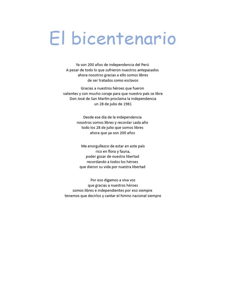 El Bicentenario Poema | PDF