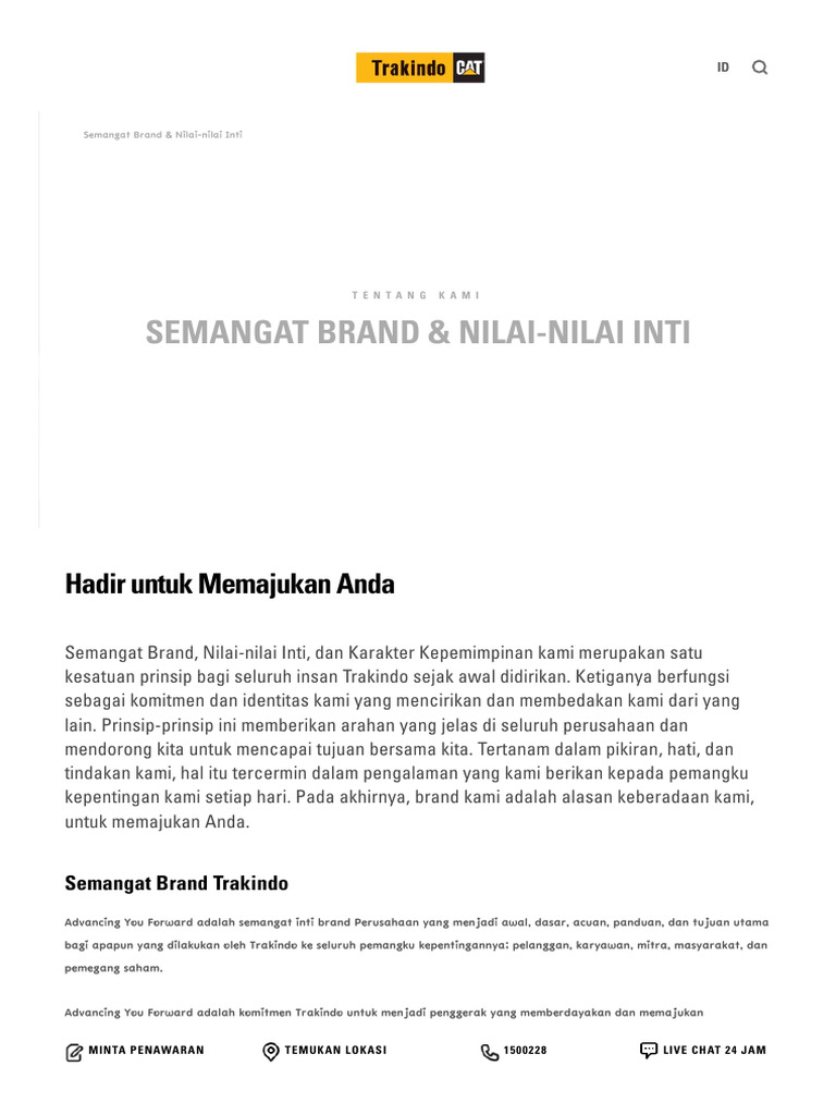 Semangat Brand & Nilai-Nilai Inti Trakindo | PDF