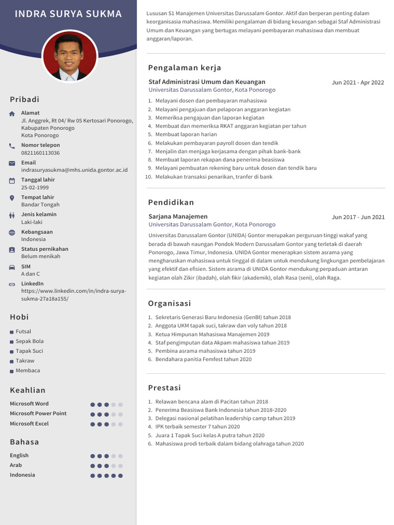 CV Indra Surya Sukma, SM | PDF