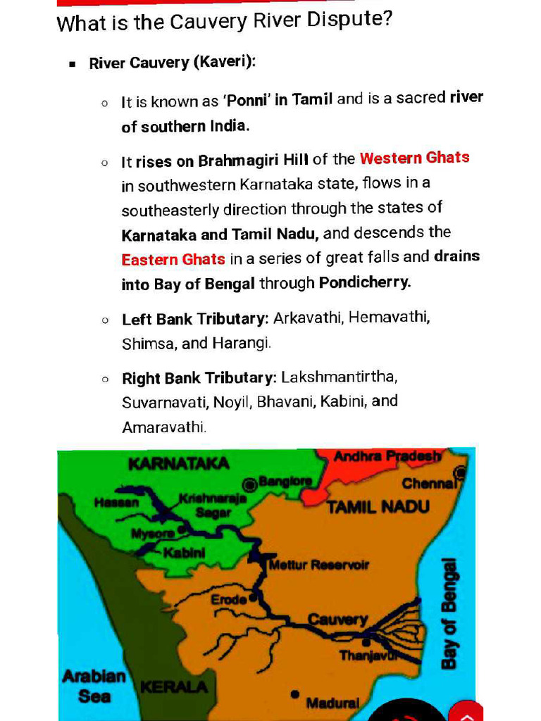 Cauvery River Dispute | PDF
