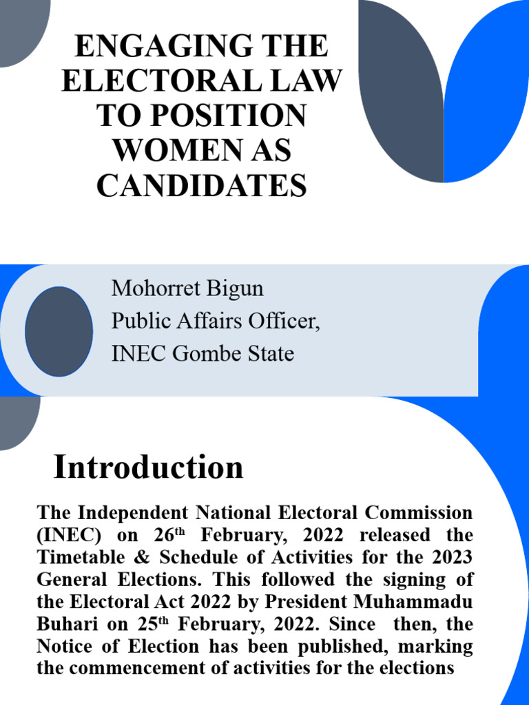Engaging The Electoral Law To Position Women As Candidates | PDF ...