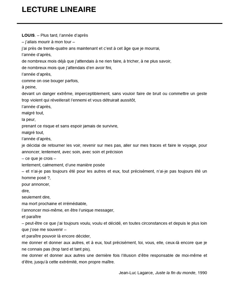 Prologue de "Juste la fin du monde" | PDF