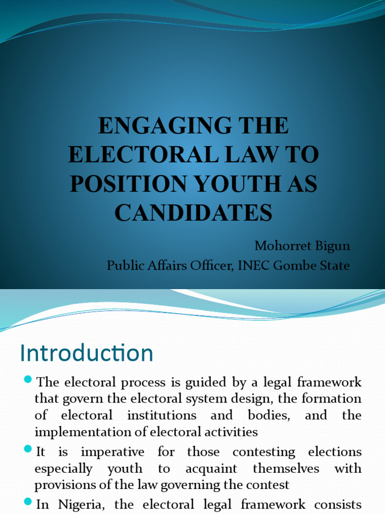 Youth in Nigerian Electoral Law | PDF | Elections | Primary Election