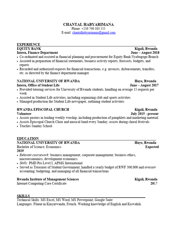 Harambee CV Format.01 | PDF | Rwanda | Economies