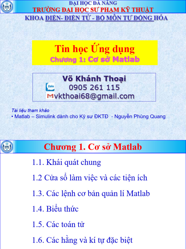 TUD Chuong 1 Co So Matlab | PDF