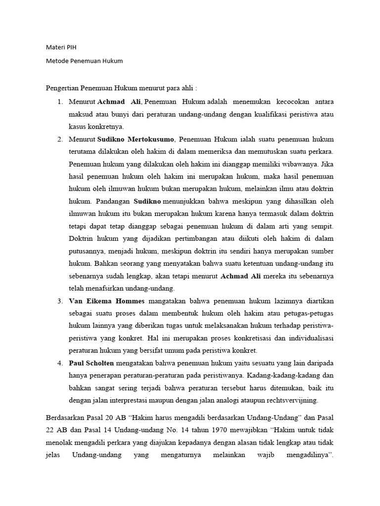 Materi PIH - Metode Penemuan Hukum (1) Revisi | PDF | Ilmu Sosial | Filsafat