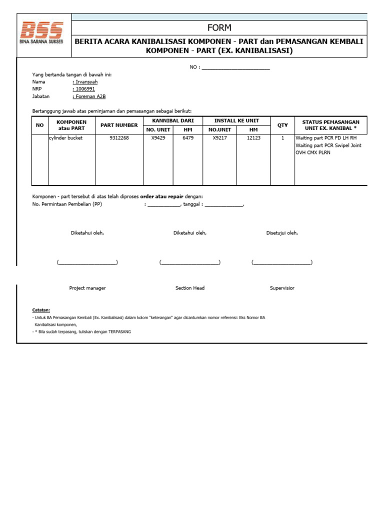 Form Ba Kanibal x9217 | PDF