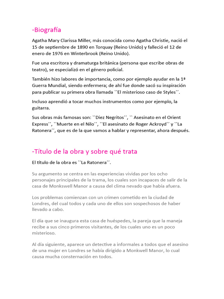 ''La Ratonera - Agatha Christie | PDF | Agatha Christie