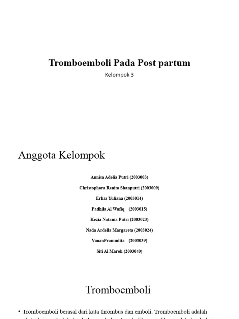 Gejala dan Penanganan Tromboemboli Postpartum | PDF | Sains & Matematika