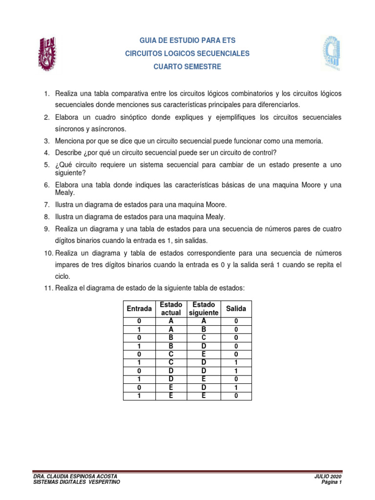 4o GUIA DE ESTUDIO CIRCUITOS LOGICOS SECUENCIALES | Descargar gratis PDF | Datos de computadora ...