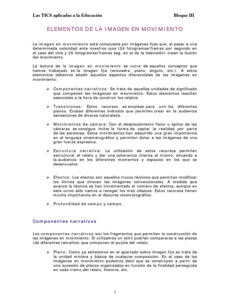 LENGUAJE DE Imagen en Movimiento | PDF | Imagen | Óptica