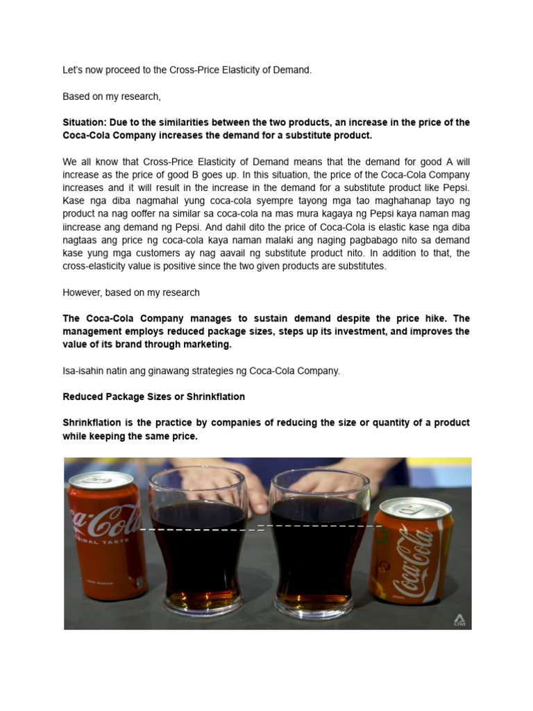 Coca Cola Company - Cross Price Elasticity of Demand | PDF | Demand ...