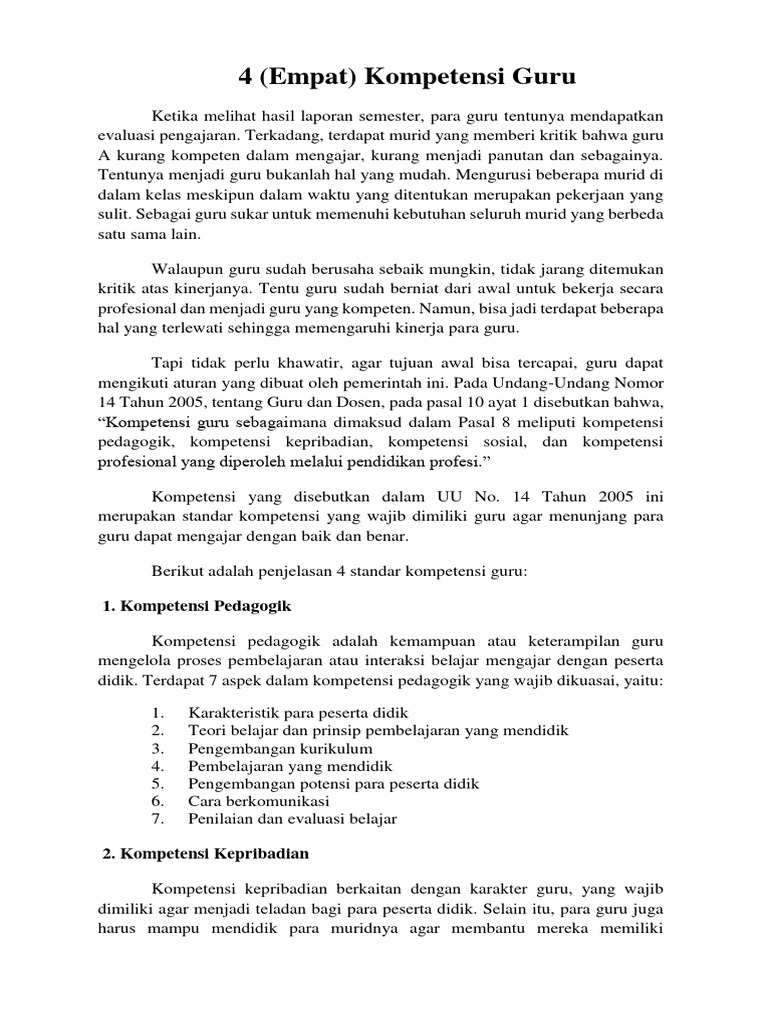 Kompetensi Guru | PDF | Karier & Perkembangan | Kesehatan Holistik