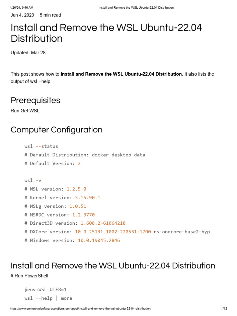 Install and Remove The WSL Ubuntu-22.04 Distribution | PDF | Linux Distribution | Software