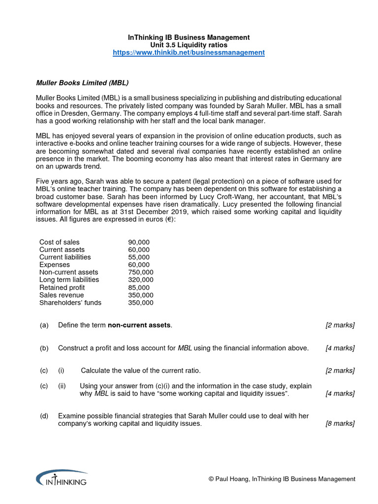 Exam Practise Question - Muller Books Limited | PDF | Market Liquidity | Expense
