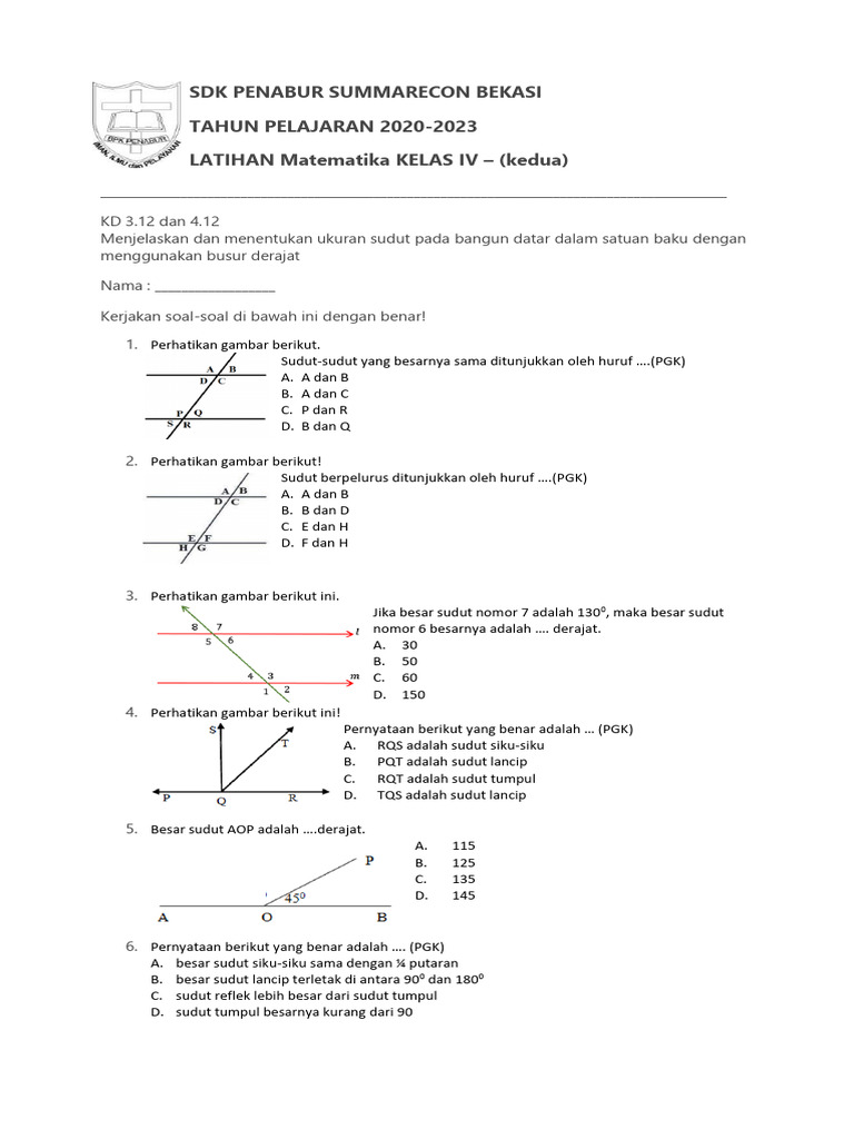 Lat Math - Sudut 2 | PDF